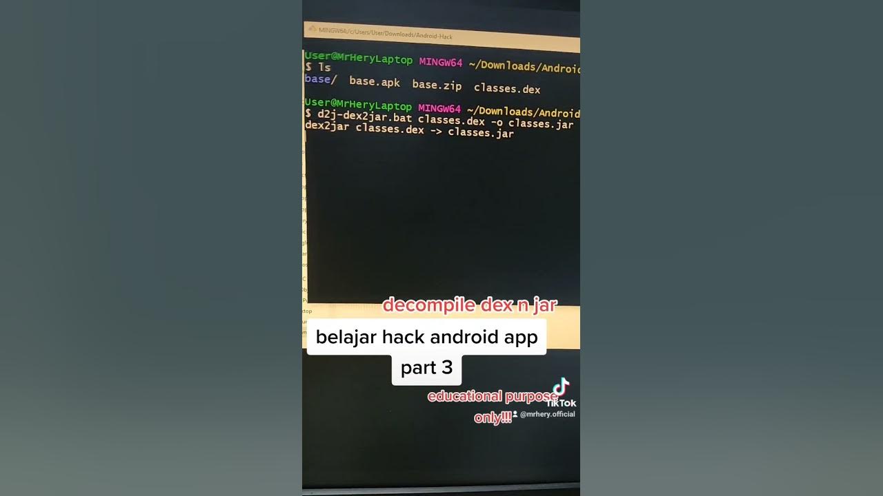 Belajar Android Reverse Engineering part 3 - Decompiling Jar to Dex - YouTube