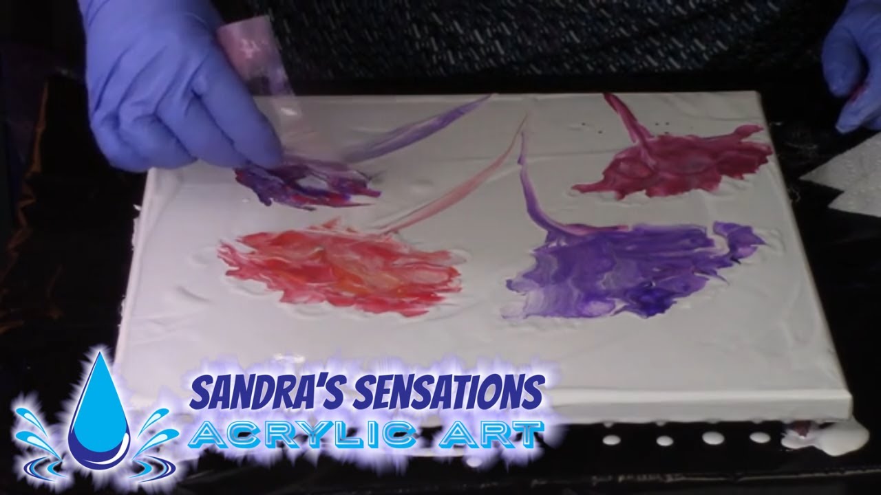 Puddle Pour And Swipe Flowers Fluid Art - YouTube