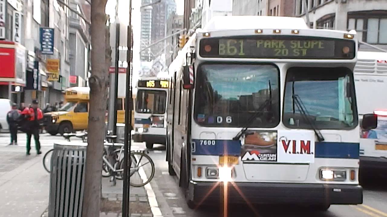 NYCT Bus: Orion VII OG CNG 7600 B61 Bus @ Fulton Mall - YouTube