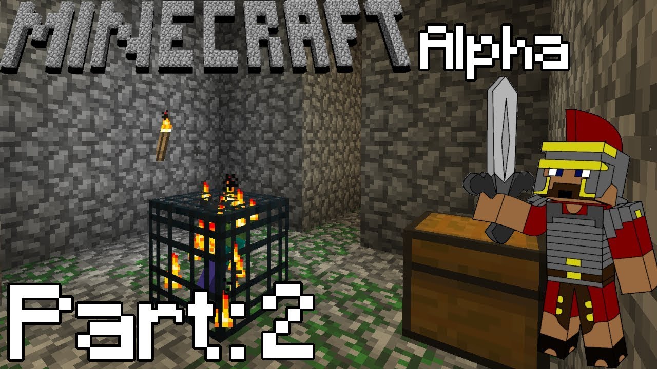Minecraft Alpha Survival 'Diamond Challenge' - part 2 - Dungeons! - YouTube