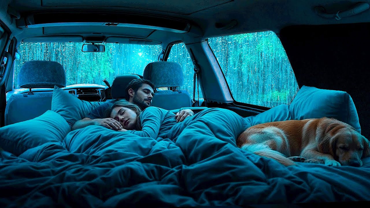 Peaceful Car Rainstorm ⛈️ Gentle Thunder Ambience for Deep Sleep and ...