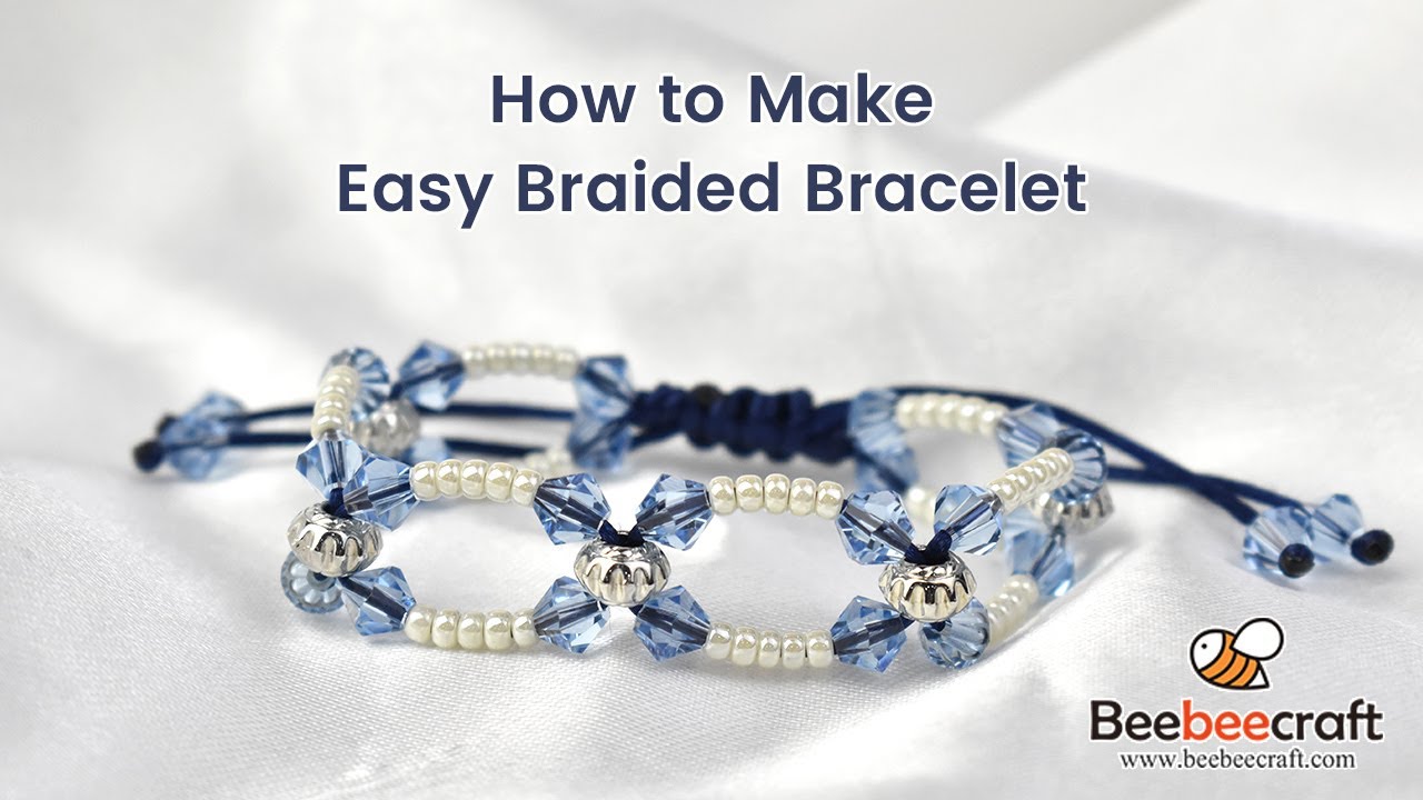 How to Make Easy Braided Bracelet with Glass Beads - YouTube