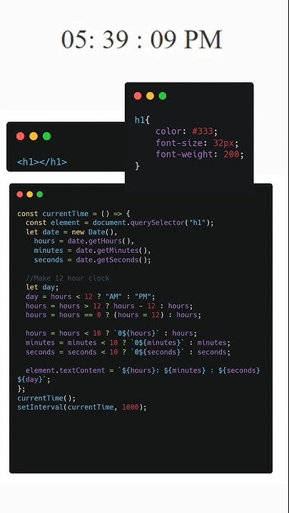 JS - Digital Clock using javascript.Follow @code_with_akshatt 🧑‍💻 #javascript #webdesign #code # ...