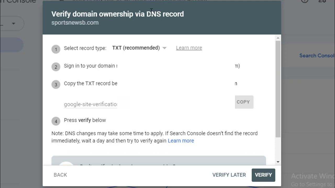verify domain ownership by DNS record with Cpanel google search console wordpress - YouTube