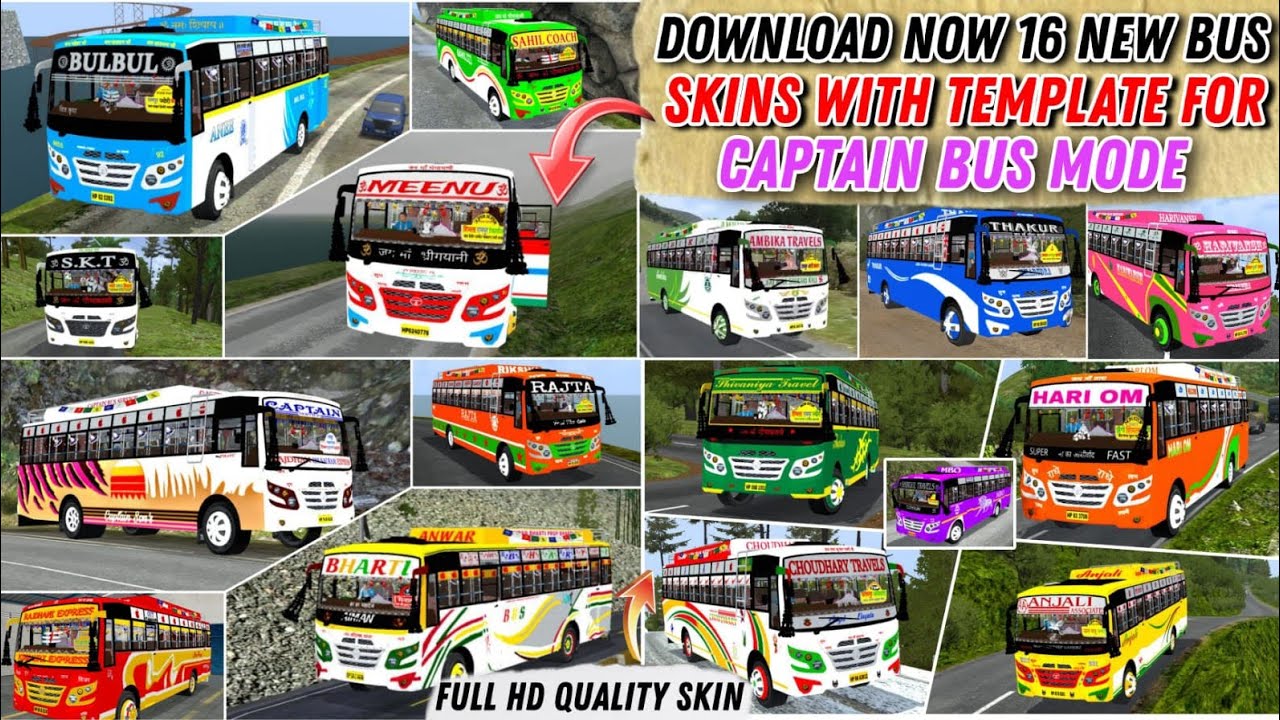 DOWNLOAD NOW 16 NEW BUS SKINS WITH TEMPLATE FOR CAPTAIN BUS MODE // BUS ...