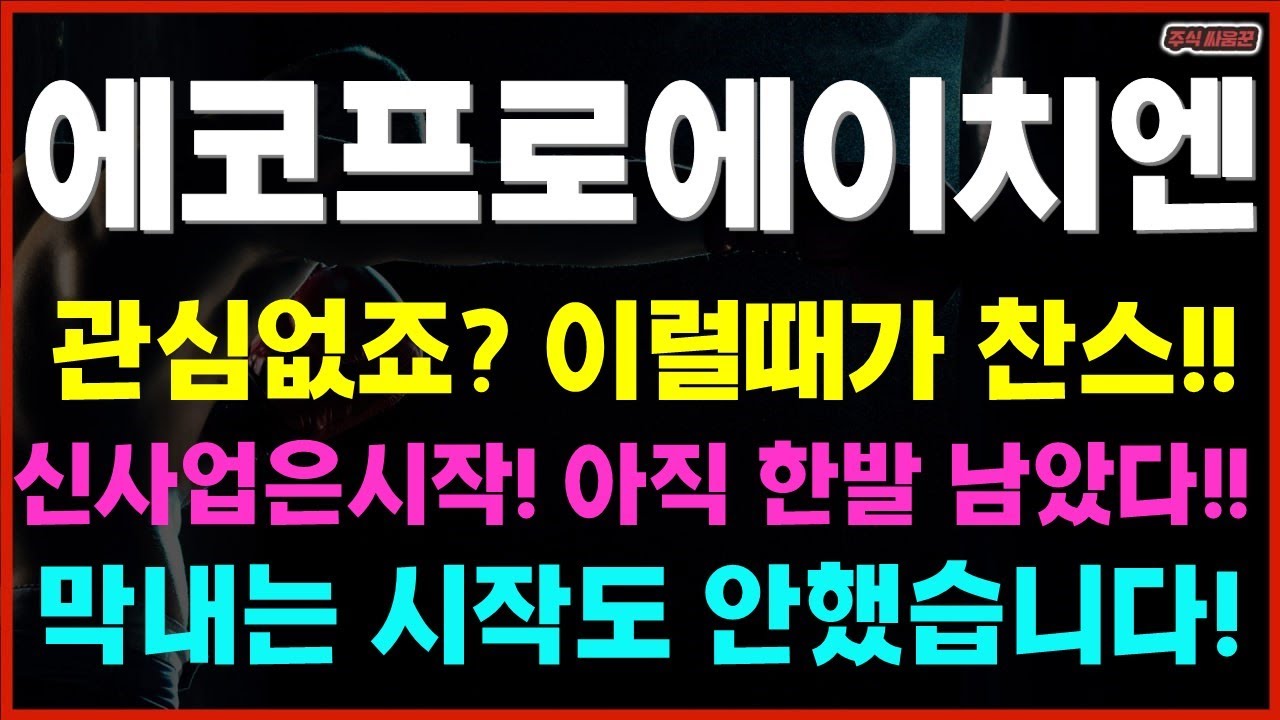 에코프로에이치엔 관심없죠 이럴때가 기회 지금은 신규추가 타점~~ 신사업 기대~ 2차전지 양극재 에코프로에코프로