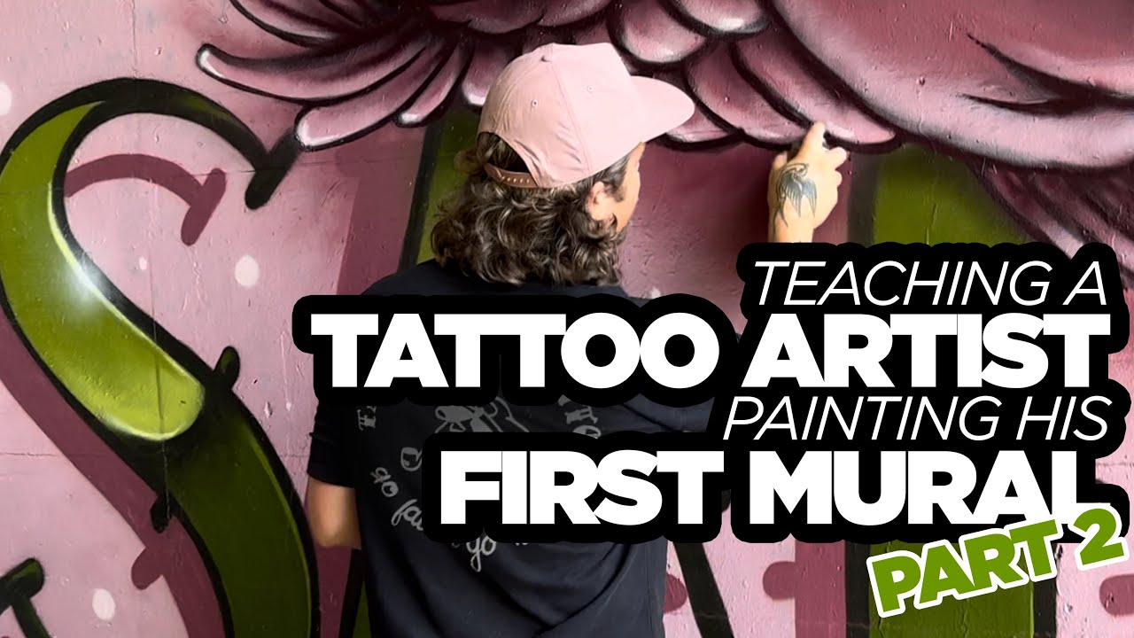 Teaching a Tattoo Artist to paint his first mural ever - Part 2 - YouTube