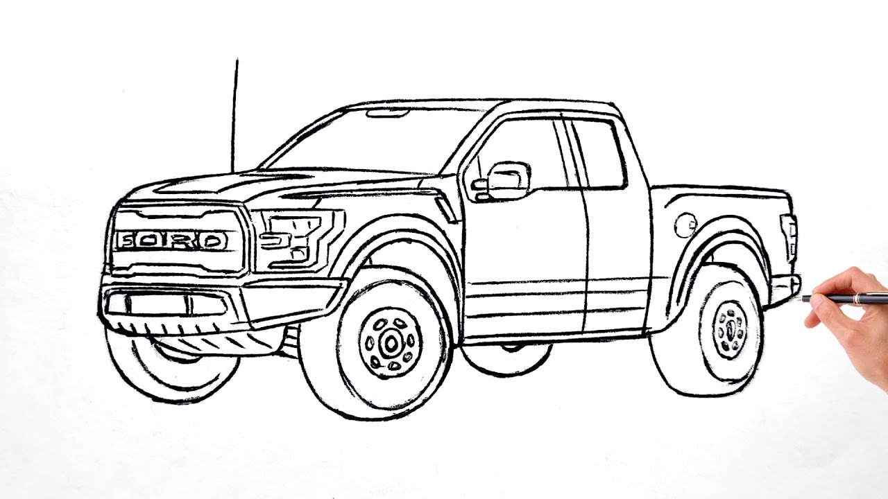 How to draw a FORD F150 RAPTOR 2017 / drawing a 3d car / drawing car ...