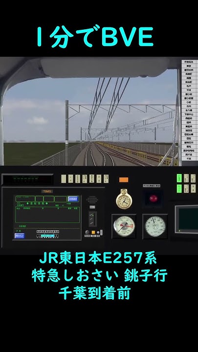 【1分でBVE】JR東日本E257系 特急 しおさい 銚子行き 車内放送（千葉到着前） #shorts #bve6 #bve5 #鉄道 #電車 #train - YouTube
