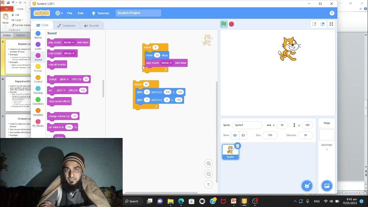 Control block in scratch, Repeat, Repeat Until, Forever commands - YouTube