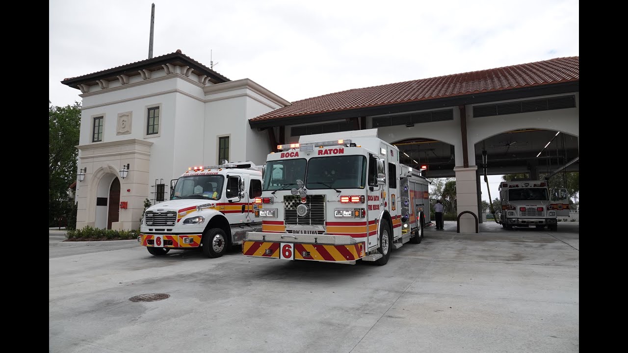 Boca Raton Fire Rescue Engine 6 and Medic 6 Responding Lights and ...