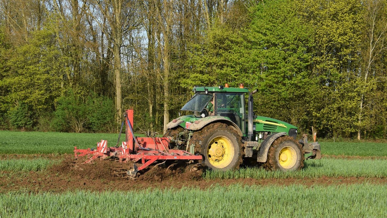 John Deere 7820 & Steeno cultivator - Loonwerken Bart Cosyn - YouTube