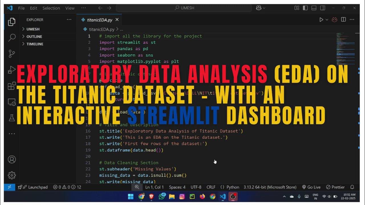 Exploratory Data Analysis (#eda) on the #titanic Dataset – with an Interactive #streamlit ...