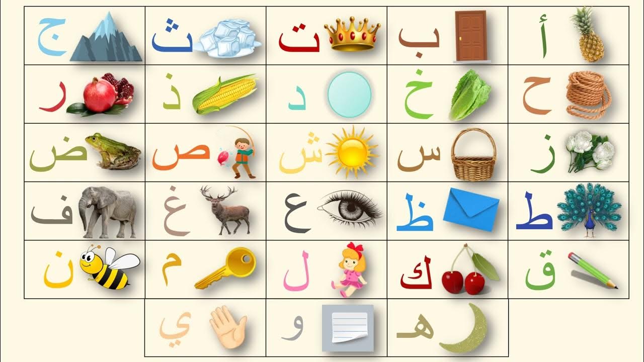 أ ب ت ث ج ح خ د ذ ر ز س ش ص ض ط ظ ع غ ف ق ك ل م ن هـ و ي - YouTube