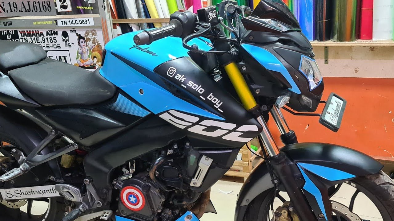 ns200 sea blue full wrap... - YouTube