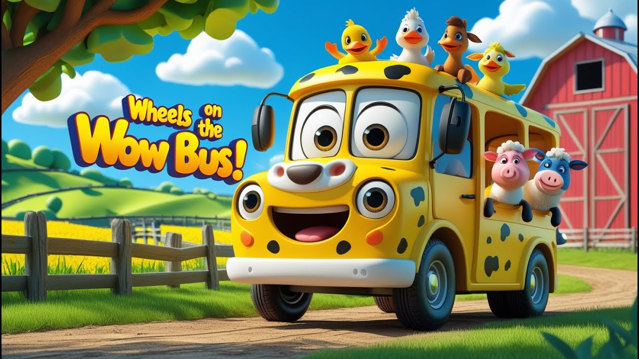 🚍🐄 The Wheels on the Cow Bus | Fun Farm Animal Nursery Rhyme for Kids ...