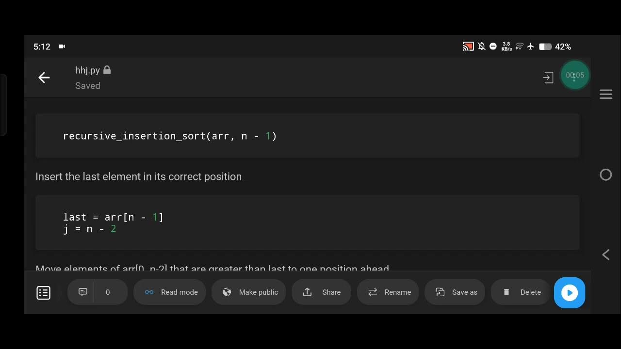 Python Program for Recursive Insertion Sort Algorithm - Sorting with Recursion - YouTube