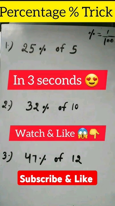 Percentage Trick | How to solve Percentage questions #shorts #viral # ...