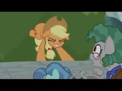 Applejack lifts up and Throws a boulder!!!