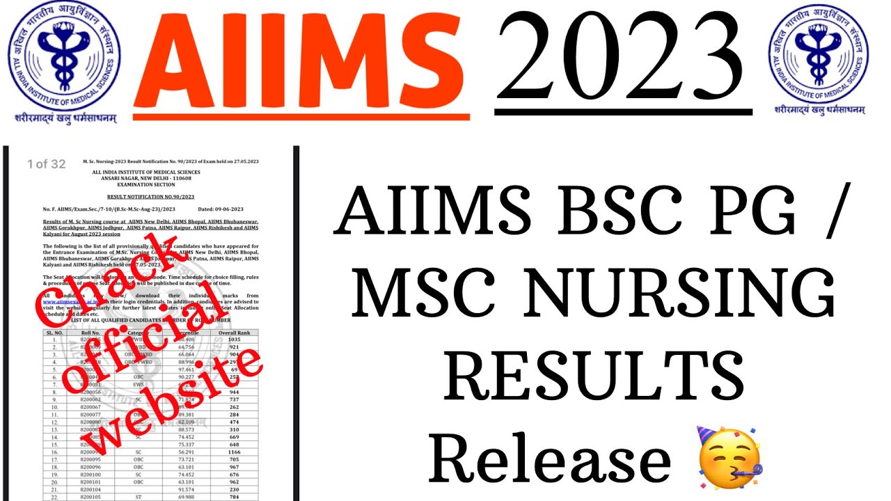 AIIMS Bsc Nursing PG /MSC NURSING RESULTS out 🥳chack official website 🎉 ...