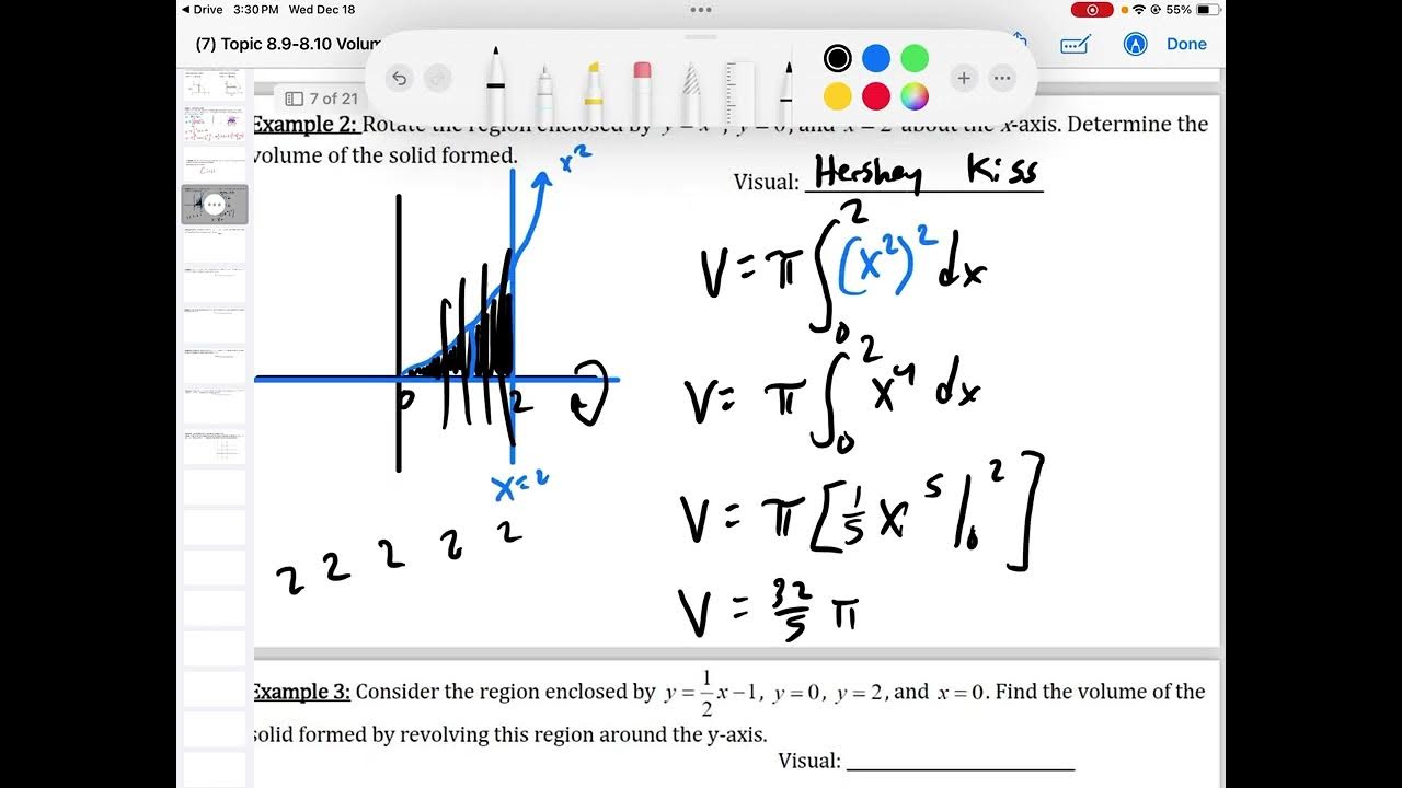 8.9 and 8.10 Finding Volume using the Disc Method Part 1 - YouTube
