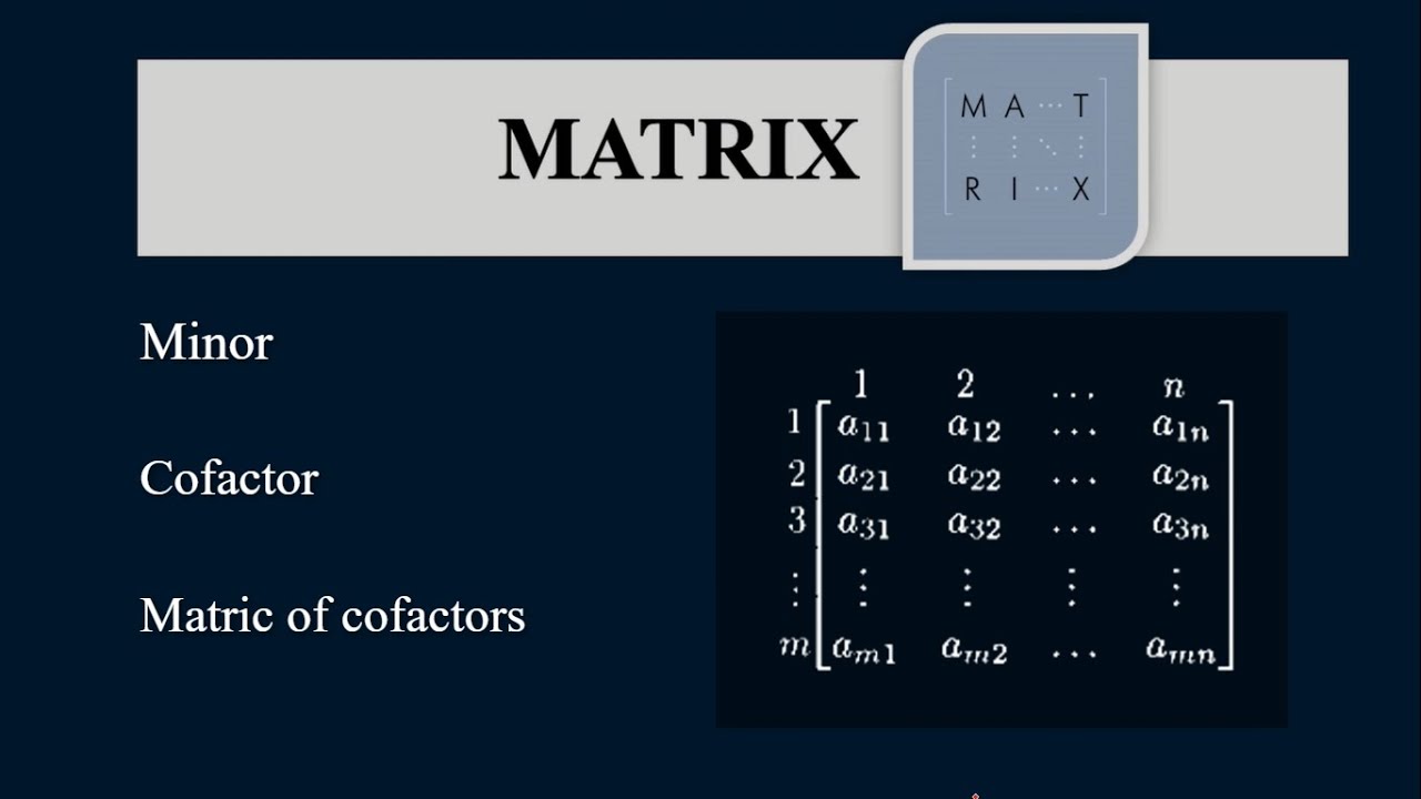 MATRIX Minor Cofactor Matrix of cofactors Explained in tamil - YouTube