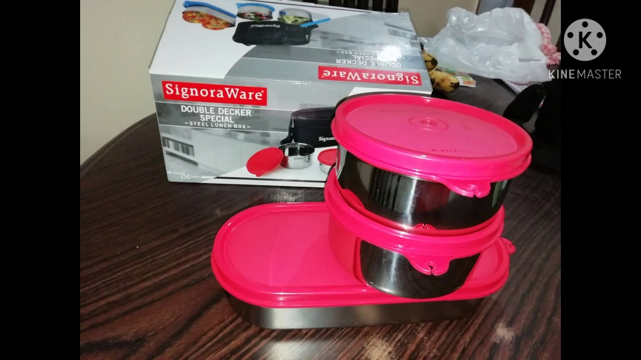 Signoraware Tiffin || Steel Lunch Box || Double Decker Lunch Box - YouTube