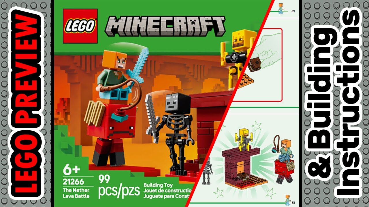 PREVIEW: 21266, LEGO MINECRAFT, The Nether Lava Battle & Building ...