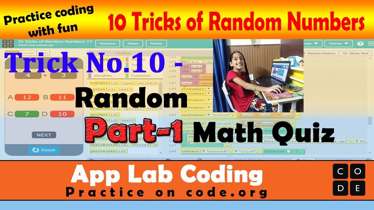 10 Tricks Of Random Number Coding App Lab Coding For Random Math Quiz 5232