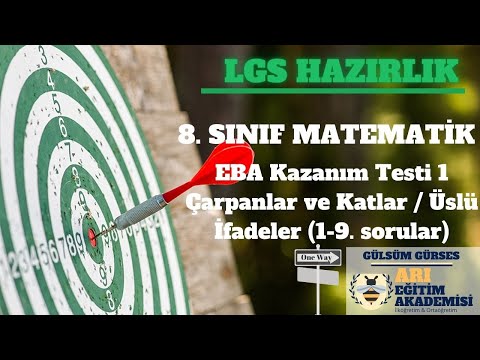 8. Sınıf Matematik 17-  Eba Kazanım Testi 1, ÇARPANLAR VE KATLAR / ÜSLÜ İFADELER (1)