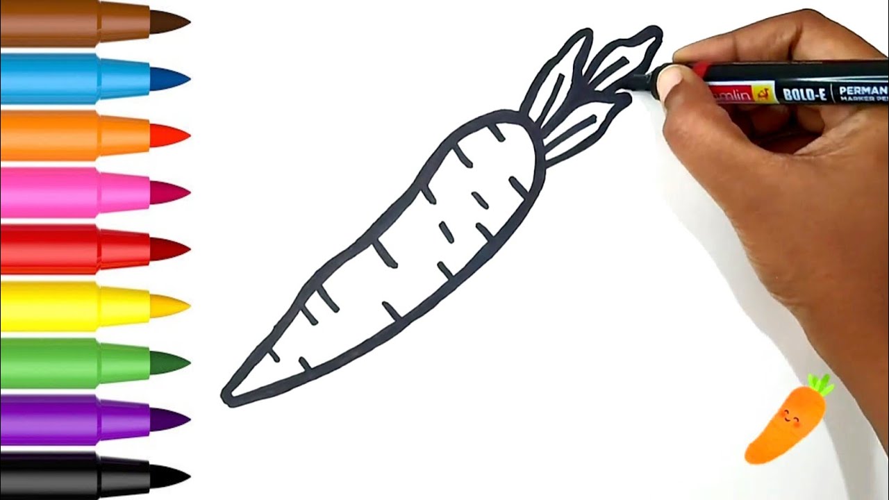 How to Draw Carrot🥕| Easy Drawing video for Kids| Step by Step Drawing ...