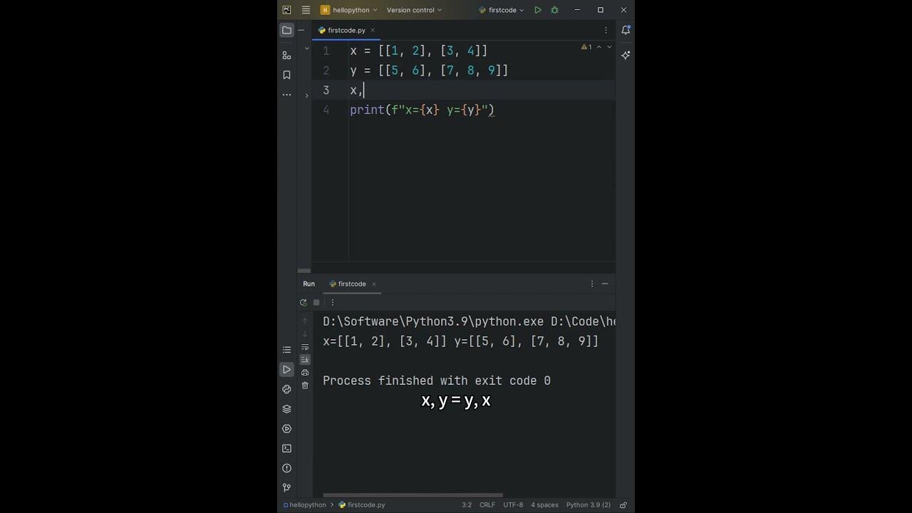 【1分钟学python】python中交换数据的小技巧 Python Pythonprogramming 编程 程式語言 Youtube 8746