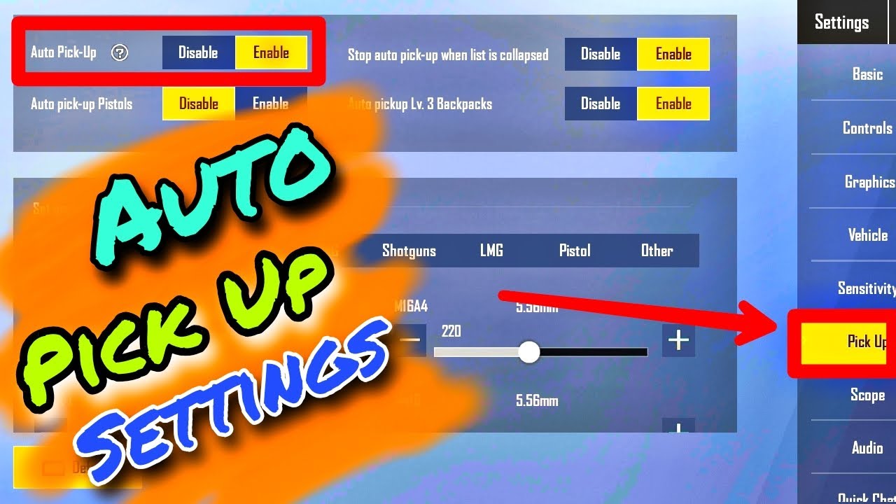 How To Settings Auto Pick Up In Pubg Mobile Lite || Pubg Mobile Lite Me ...