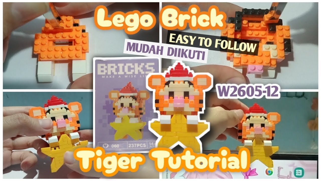 Tiger Tutorial W2605-12 Lego Bricks How To Build Nano Block Cara ...