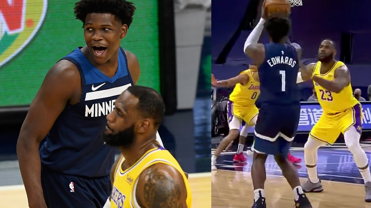 Rookie Anthony Edwards Smiled BIG In LeBron's Face After Hitting 3 ...
