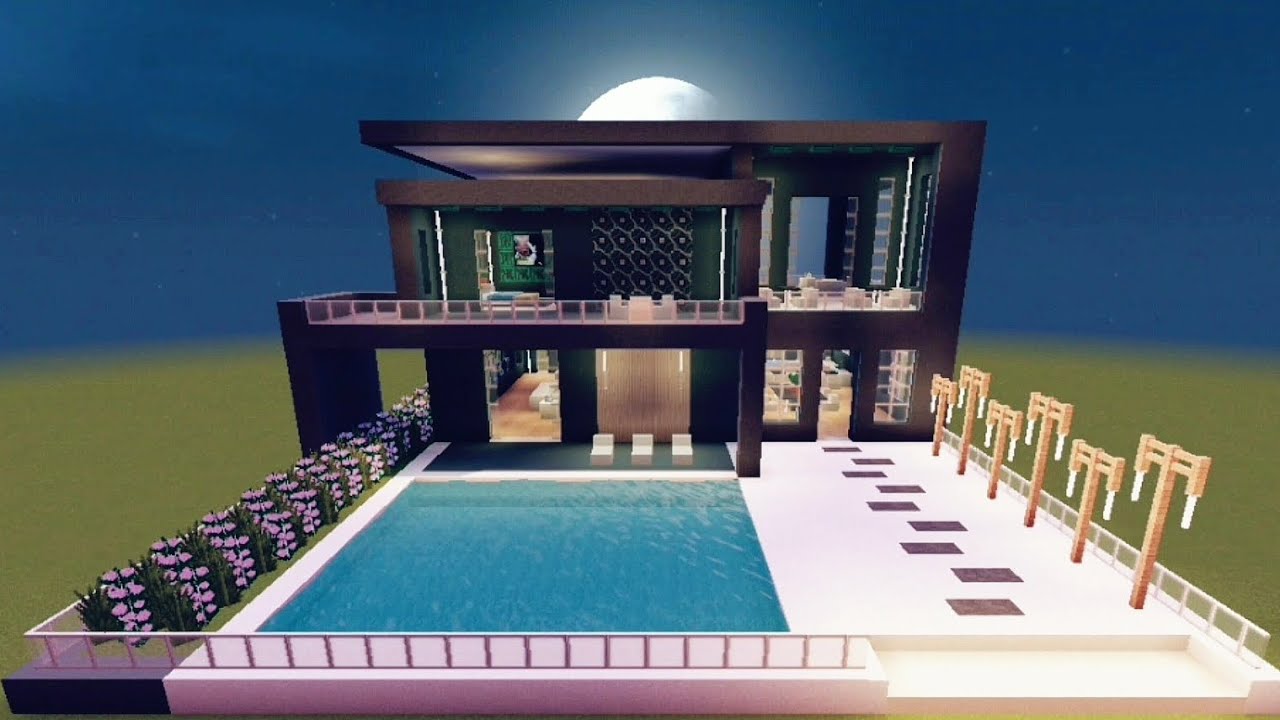 How to build a Modern House 🏠 with swimming 🏊‍♀️ pool in Minecraft # ...