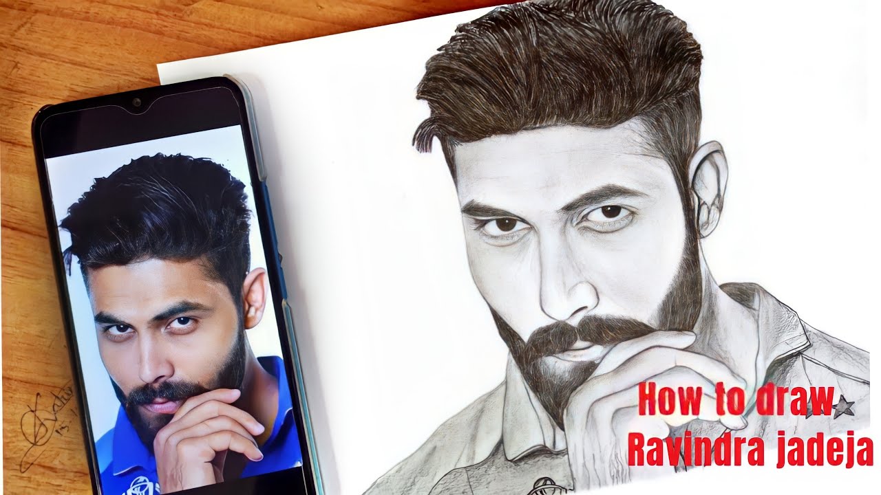 Ravindra jadeja drawing // how to draw Indian cricket Ravindra jadeja ...