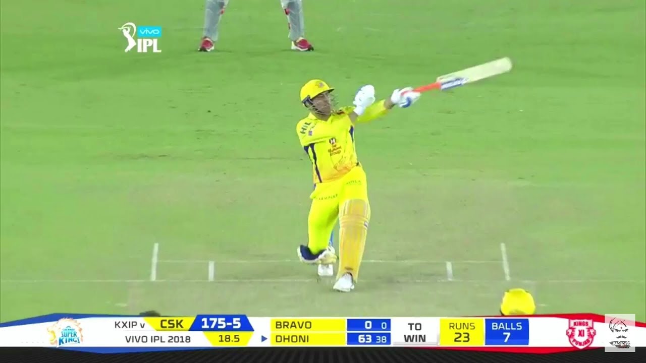 CSK VS KIXP 2018 MATCH DHONI STRIKES MASS ENTEY SUPER AT LAST 5 OVERS ...