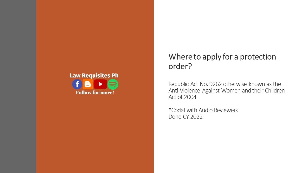 Where to apply for Protection Orders? Section 10 of RA 9262, Anti ...