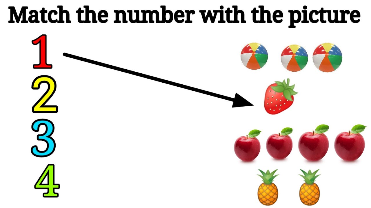Match 123 Numbers With Pictures | Class ukg, lkg math worksheet for ...