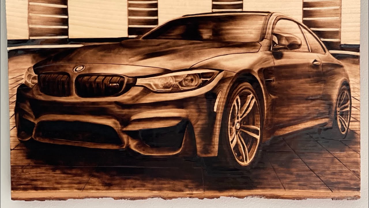 BMW M4 Car Pyrography (Woodburning) Time Lapse Video - YouTube