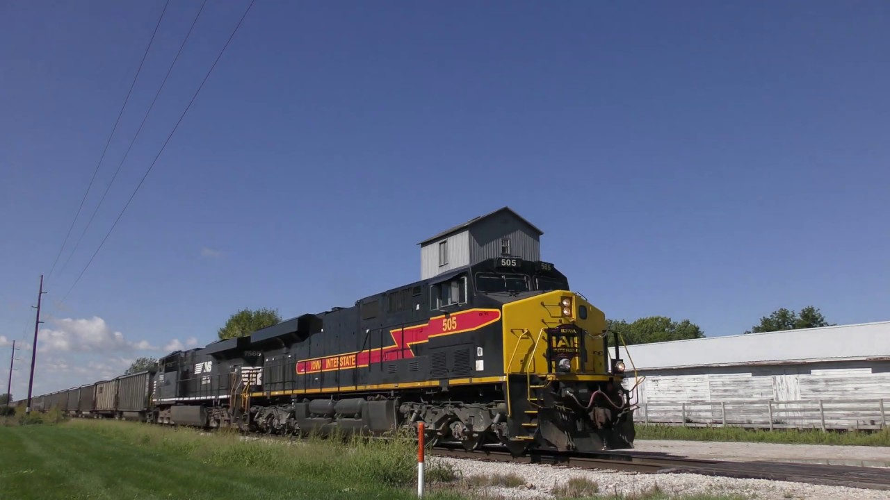 IAIS 505, NS 7566, DPU IAIS 516 HU, On An Coal Train @ Amana, IA 4K ...