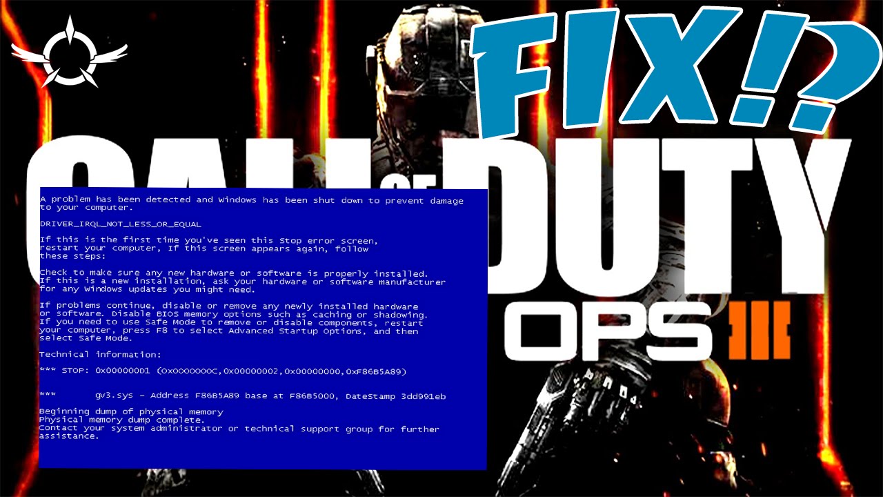 Black Ops 3 "Blue Screen Error" FIX [Tutorial] - YouTube