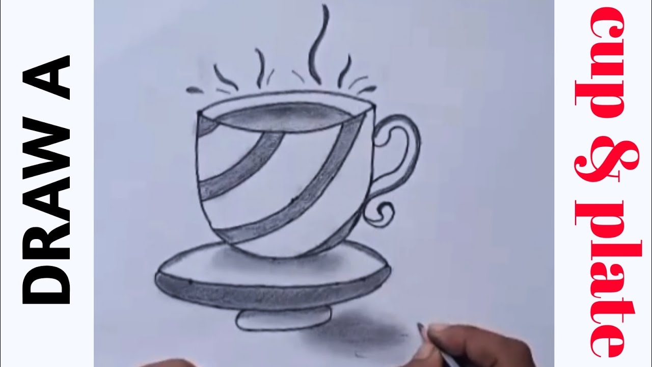 easy drawing of cup and plate - YouTube