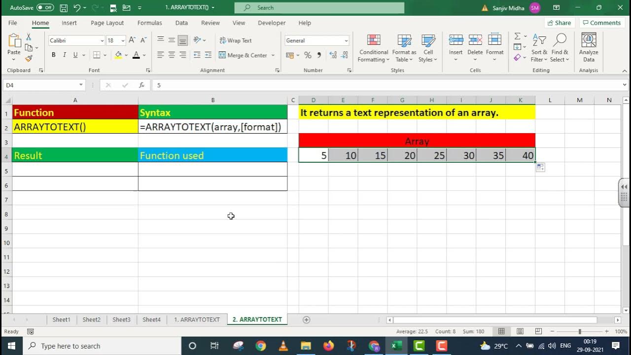 Arraytotext Function Youtube