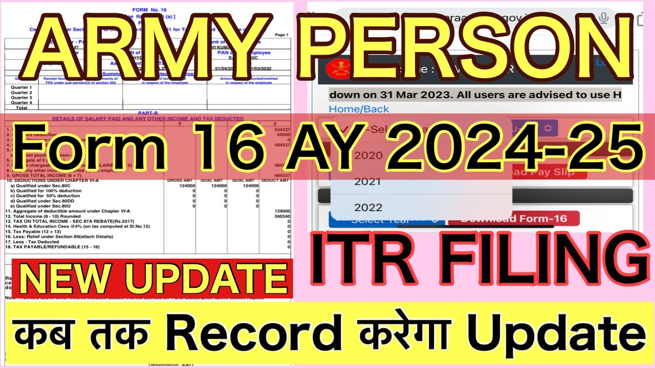 Army person itr filing 2024-25 Form 16 कबतक होगा update - YouTube