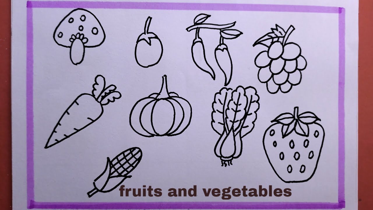 How To Draw fruits and vegetables Step By Step - YouTube