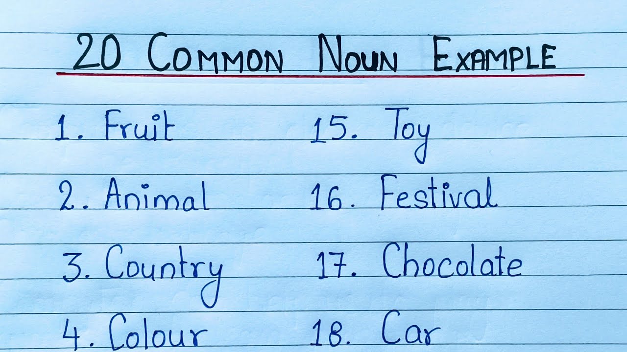 Example of Common Noun in English | 20 Examples of Common Noun - YouTube