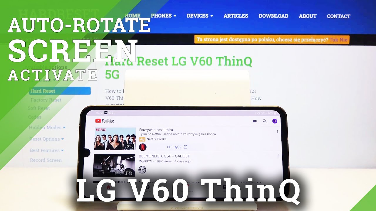 How to Use Auto Rotation in LG V60 ThinQ – Turn Screen - YouTube