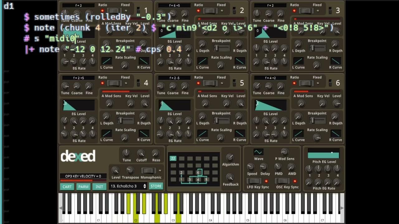 Demo: New chord patterning features in Tidalcycles, w/ Dexed synth ...